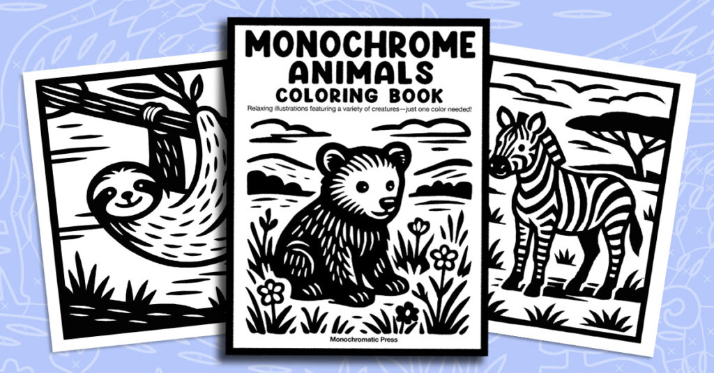 Monochrome Animals Coloring Book – Monochrome Coloring Book